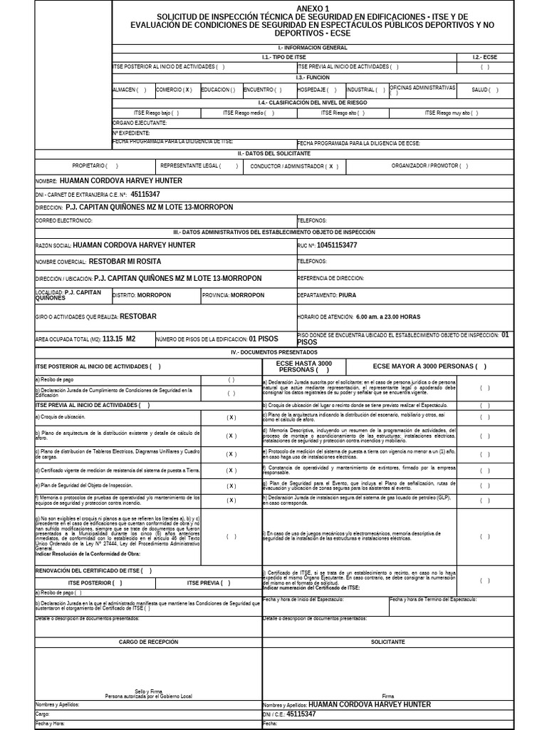 1 Anexo-1 Solicitud itseMORROPON | PDF