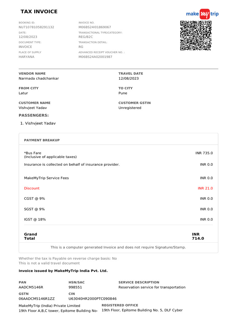 Bus_Invoice_NU710781058291132 | PDF | Invoice | Payments