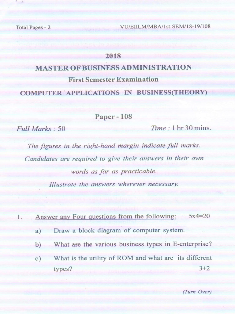 Computer Applications in Business (Theory) | PDF