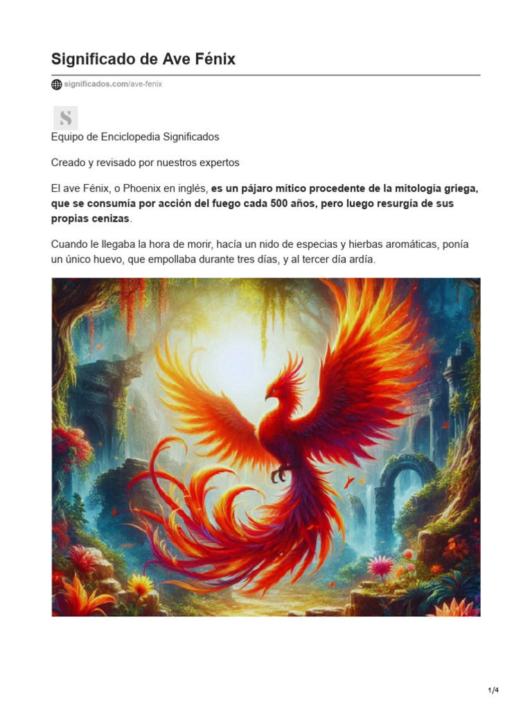 Ave Fénix: Mito y Simbolismo Eterno | PDF