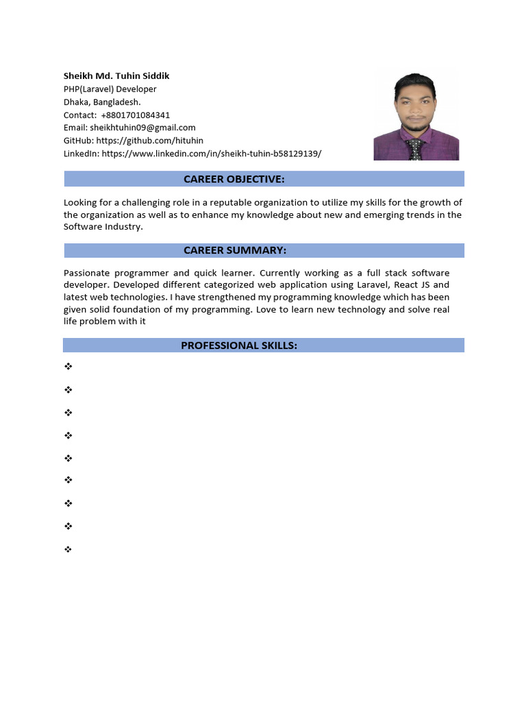Resume of Sheikh | PDF | Php | Information Technology