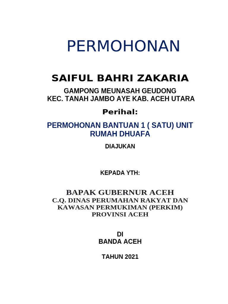 cover PROPOSAL RUMAH DHUAFA SAIFUL | PDF