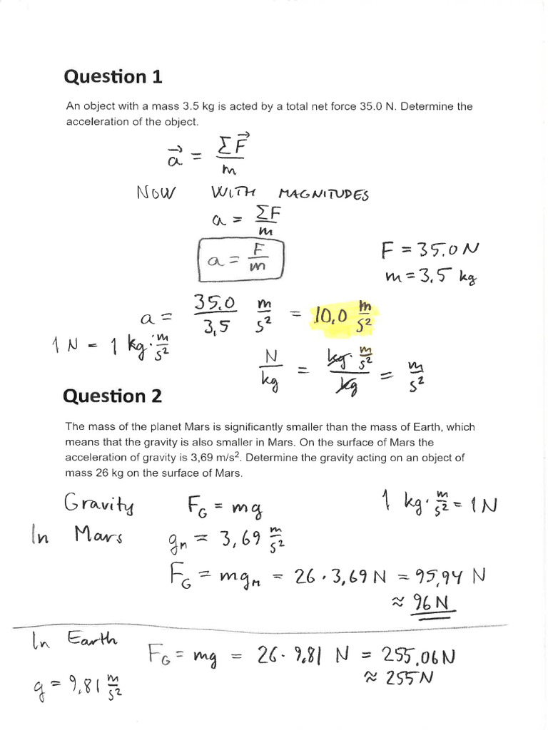 4 Newtons Laws Calculations | PDF