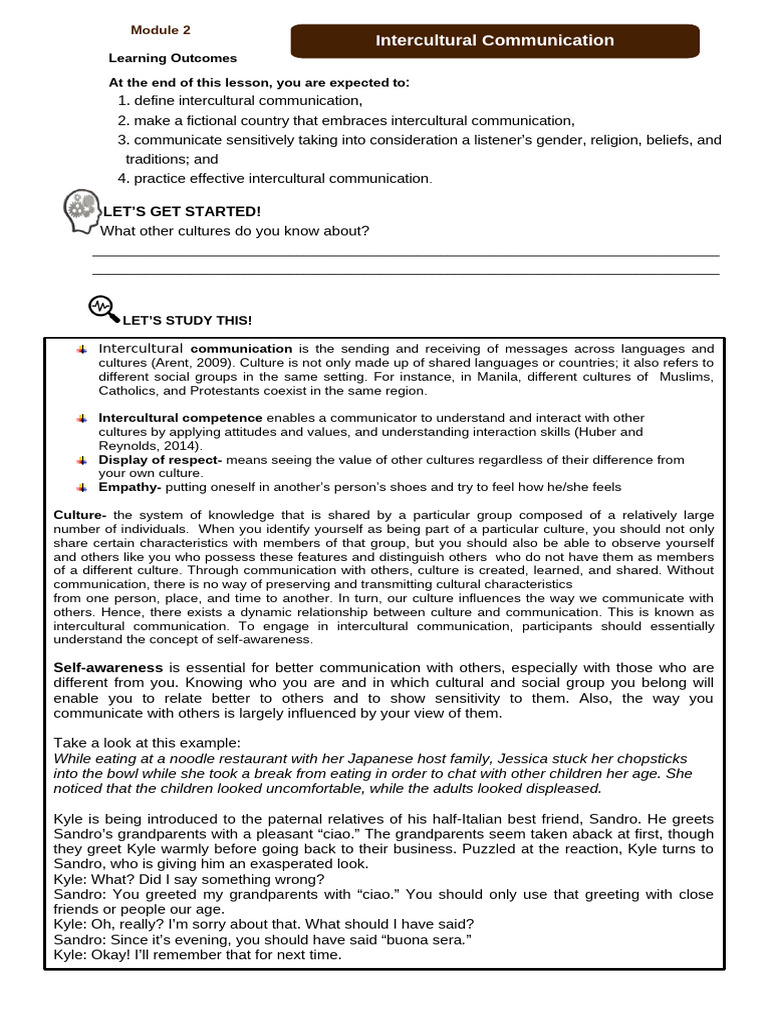 Module 2 - Intercultural Communication | PDF | Stereotypes | Prejudices