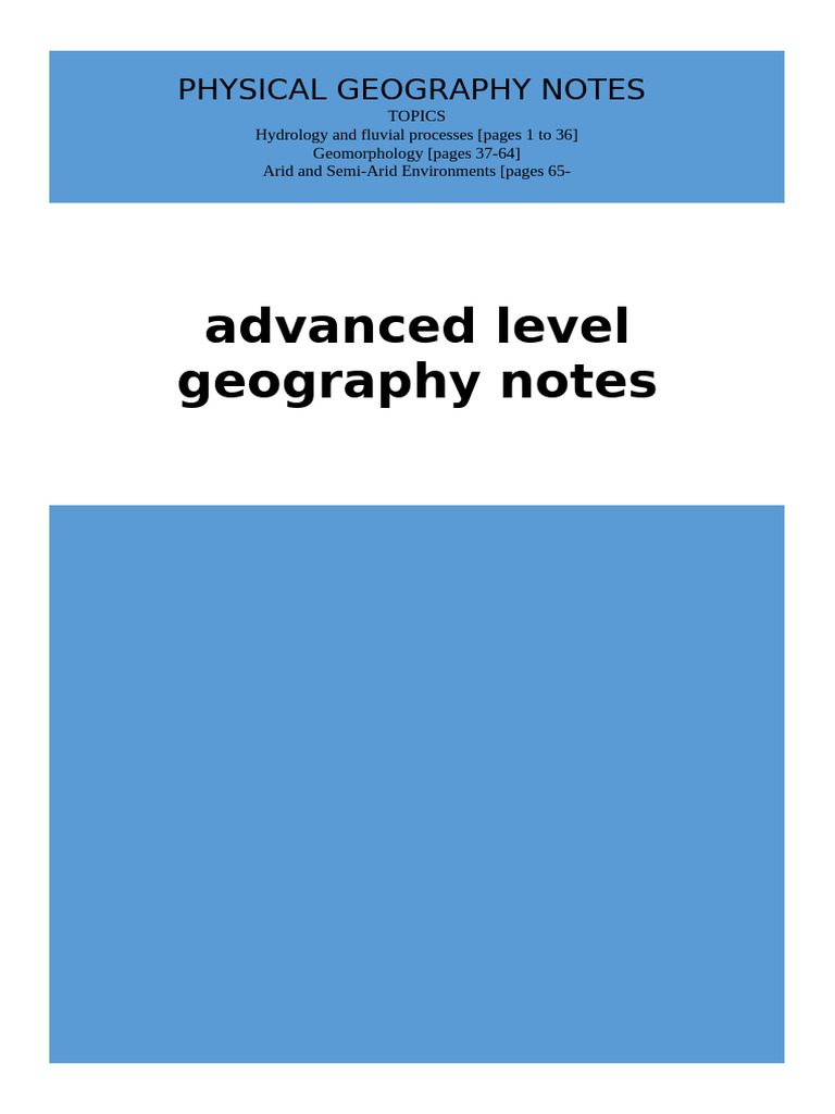 A Level Physical Geography Notes-1 | PDF | Groundwater | Drainage Basin