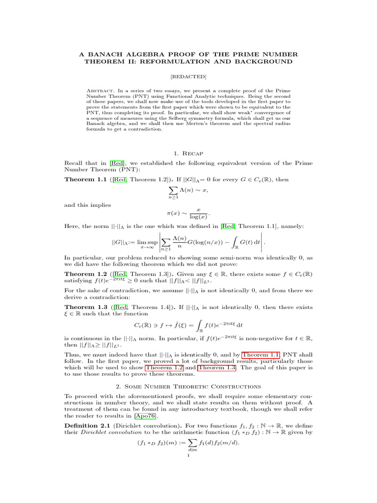 PNT Banach Algebra 2 Creative Math | PDF | Theorem | Distribution ...