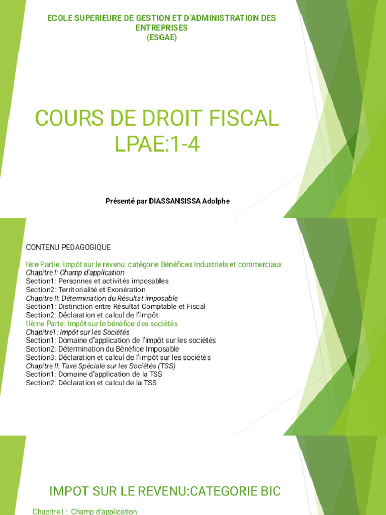 COURS DE DROIT FISCA Sur POWERPOINT - Phoenix | PDF