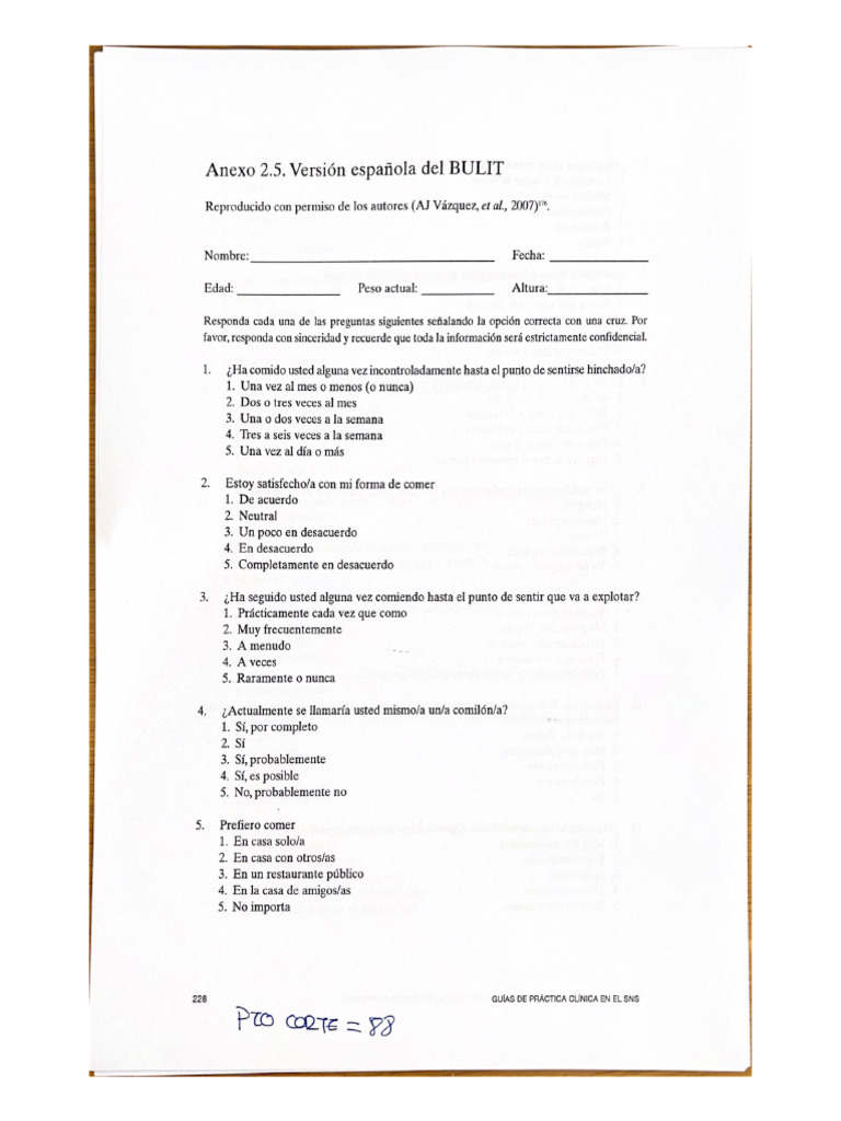 Anexo 2.5. Versión Española Del BULIT 2 | PDF