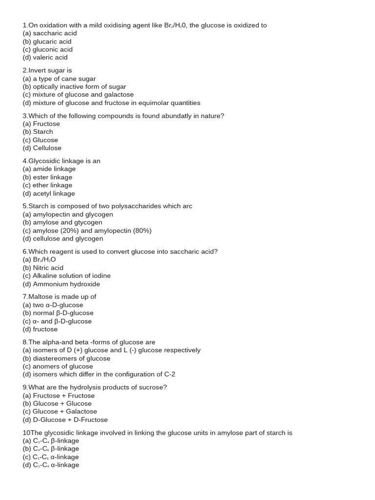 Biomolecules Test Study Camp | PDF | Carbohydrates | Glucose