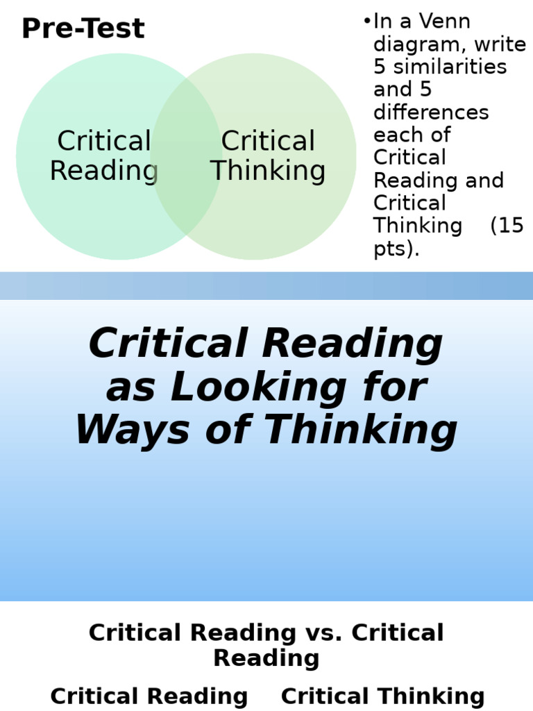 18 - Critical Reading | PDF | Critical Thinking | Thought