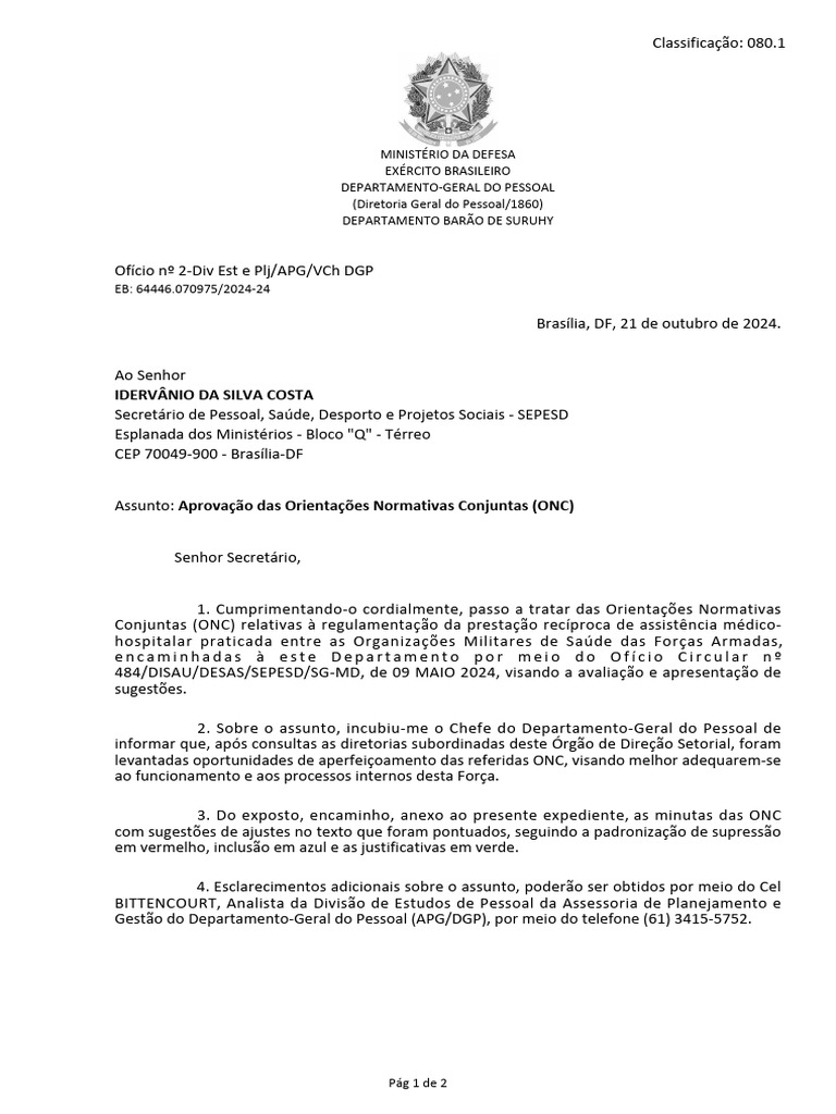 Oficio_nr_2_Div_Est_e_Plj_APG_VCh_DGP_Aprov_ONC | PDF | Brasil