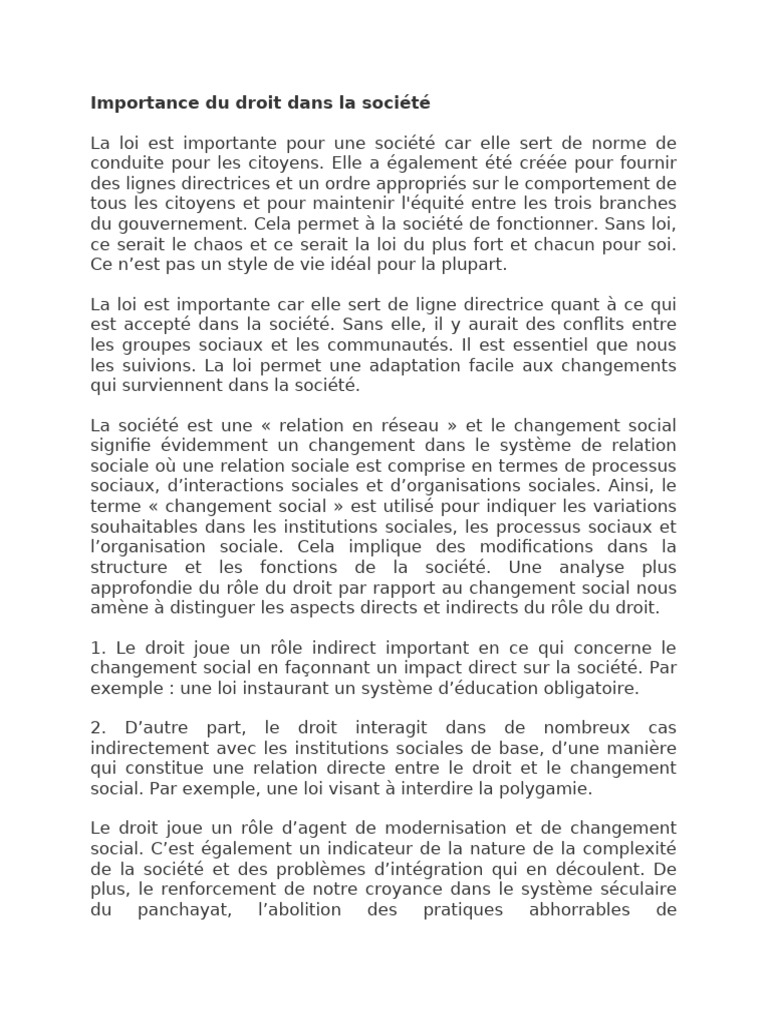 Rôle du droit dans le changement social | PDF | Loi | Société