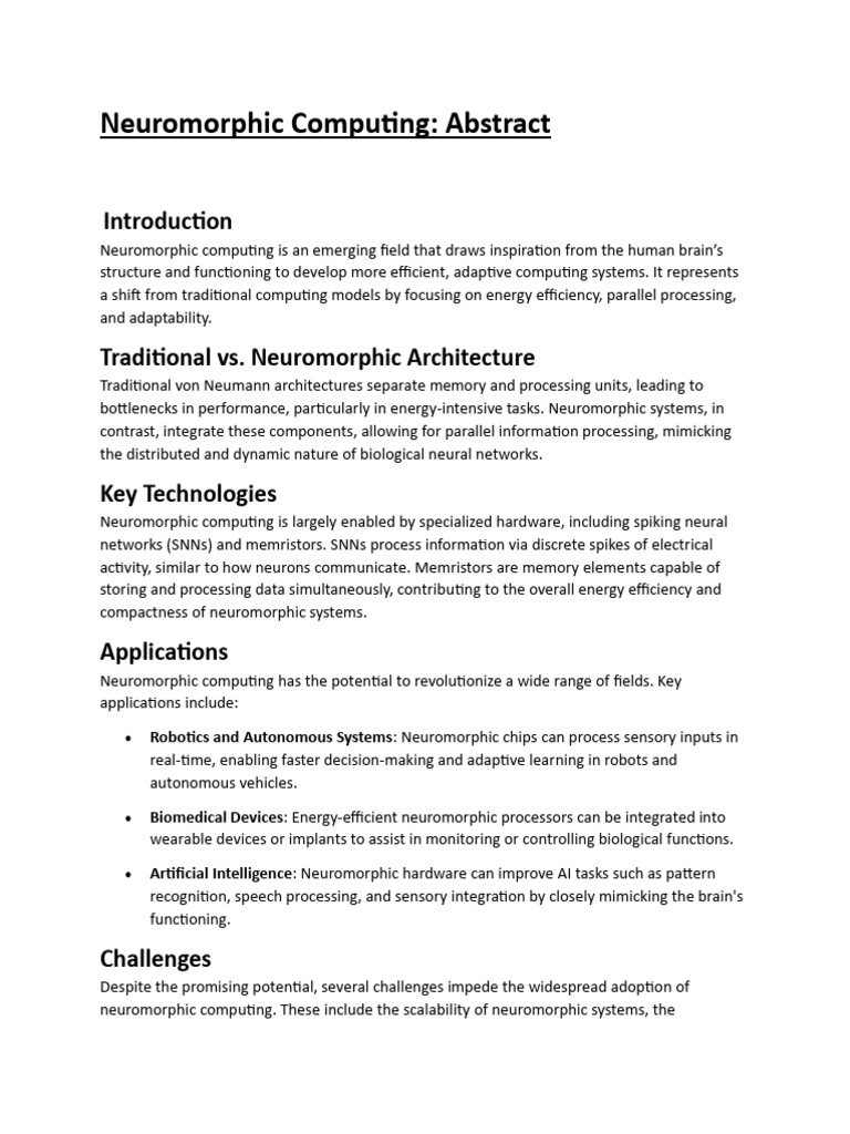 Neuromorphic Computing | PDF | Computer Hardware | Computing