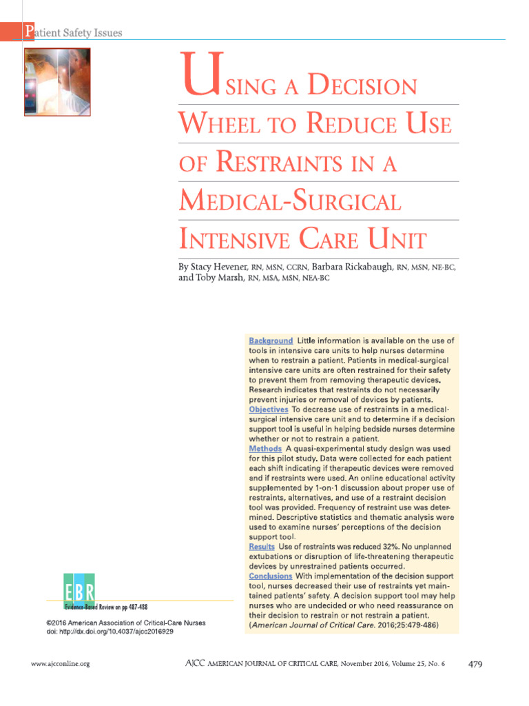 Using A Decision Wheel To Reduce Use of Restraints | PDF | Medical ...