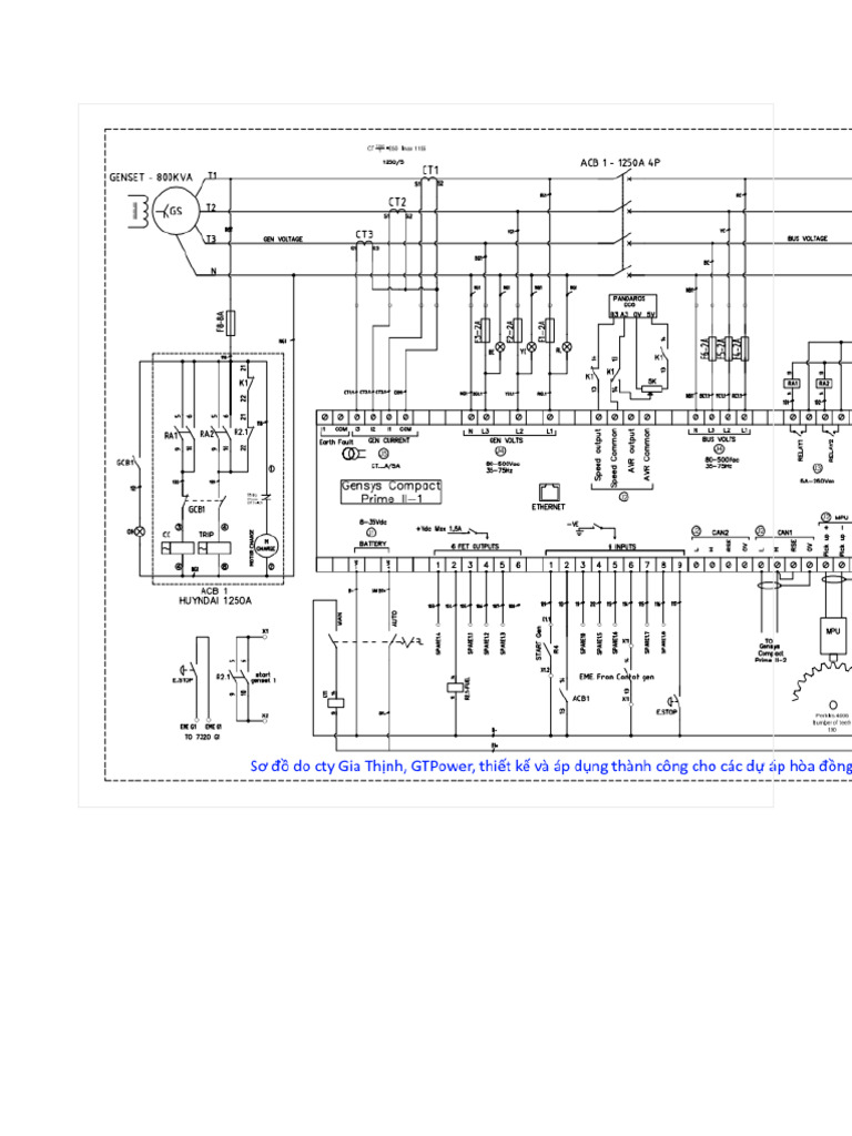 sơ đồ bản vẽ đấu nối cơ bản của Gensys Compact Prime | PDF