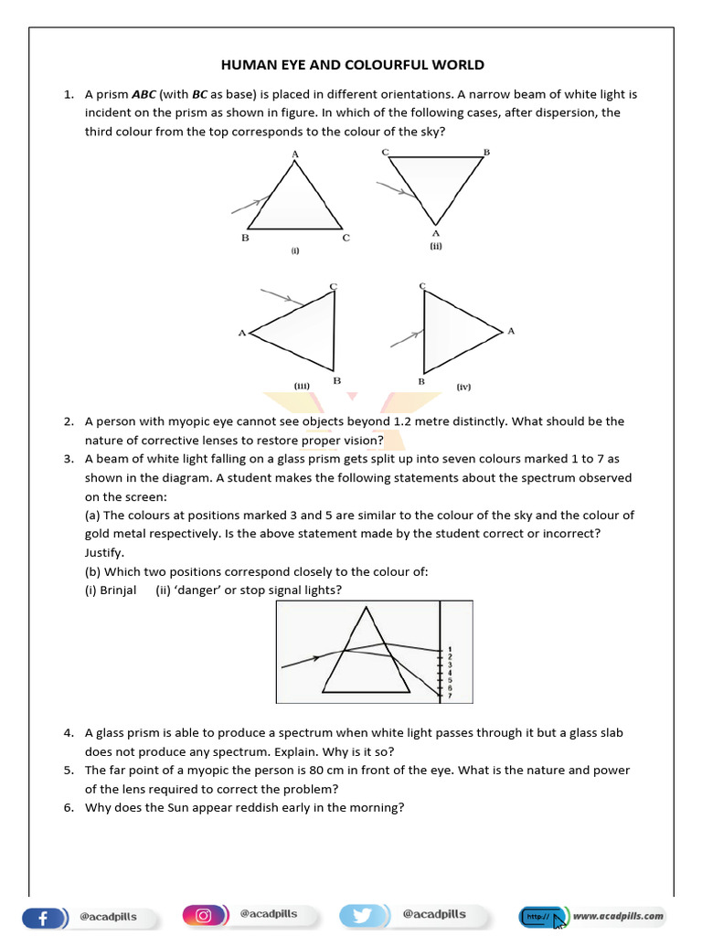 Human Eye and The Colourful World | PDF | Refraction | Color