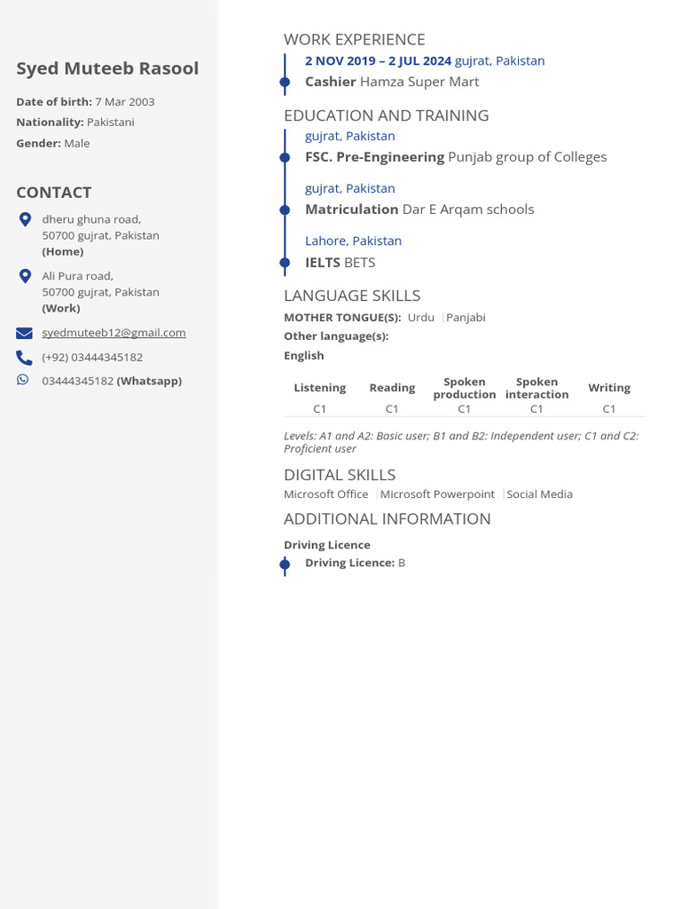 CV - Syed Muteeb Rasool | PDF