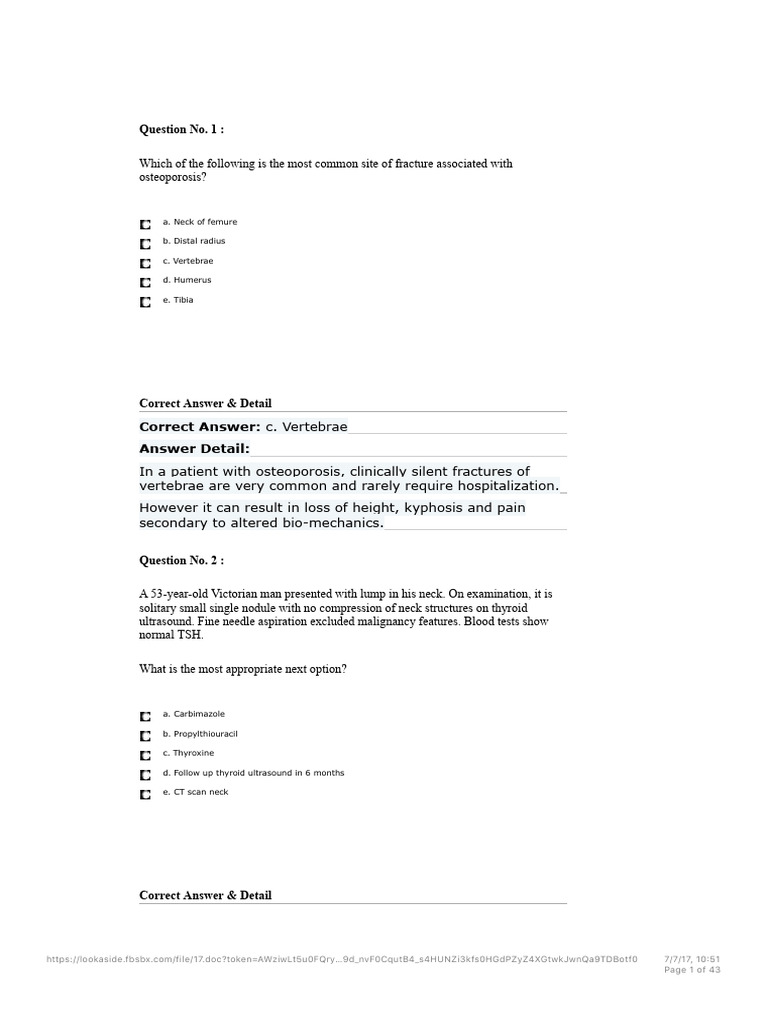 Question No. 1:: Correct Answer: Answer Detail | PDF | Diseases And ...