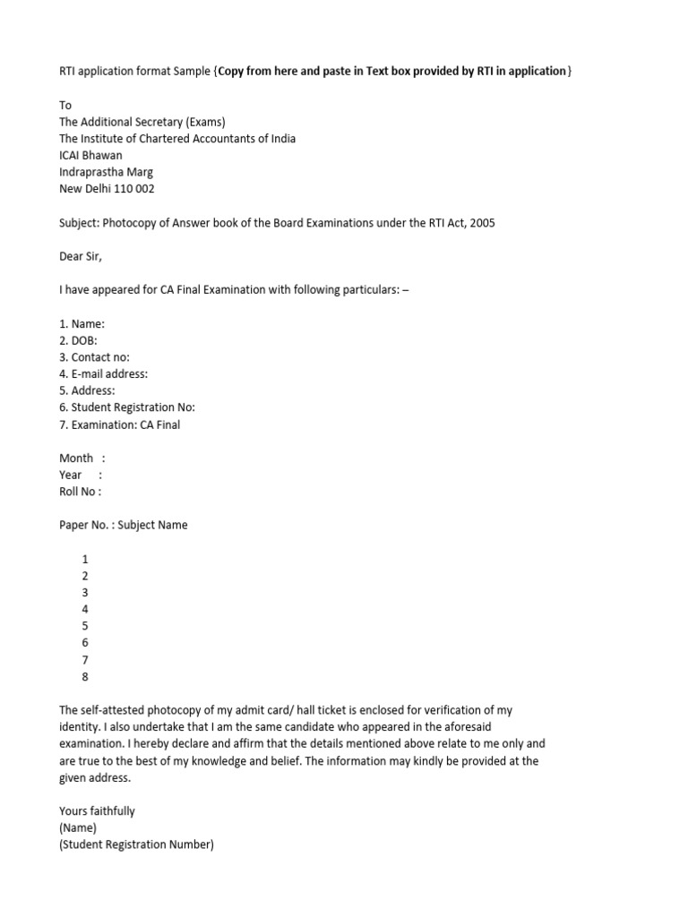 RTI Format and Steps | PDF