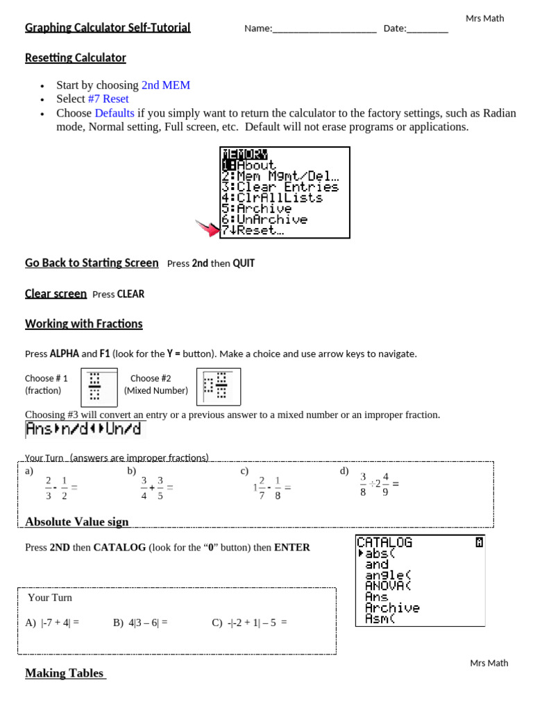 Graphing Calculator Tutorial Guide | PDF | Mathematics
