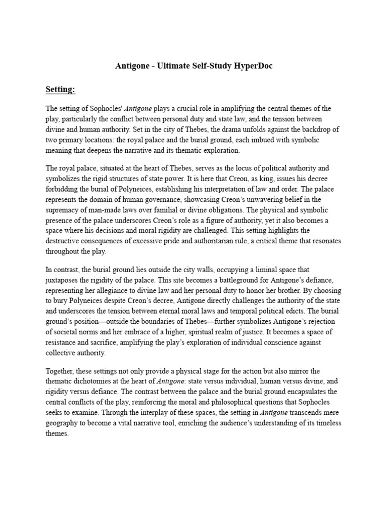Antigone - Ultimate Self-Study HyperDoc | PDF