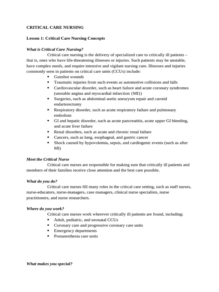 Principles of Critical Care Nursing | PDF | Intensive Care Medicine ...