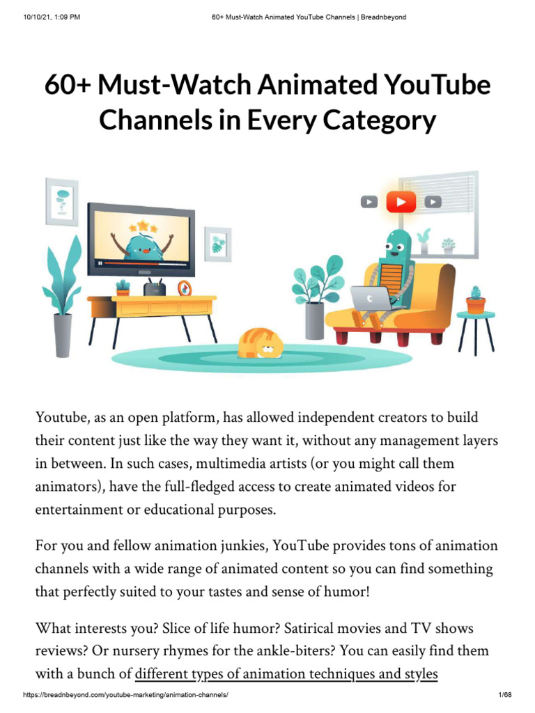 60+ Must-Watch Animated YouTube Channels - Breadnbeyond | PDF | You Tube