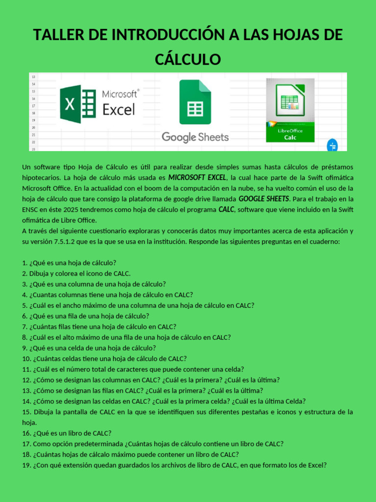 Introducción a Hojas de Cálculo CALC | PDF
