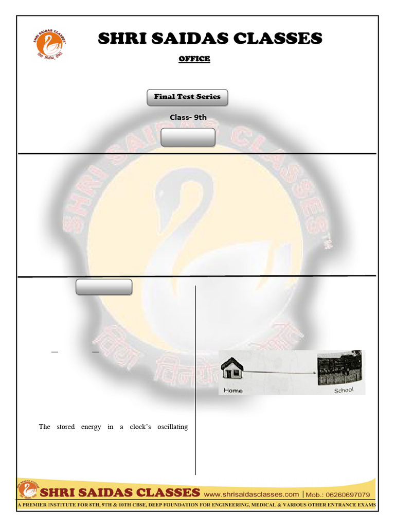 9TH PHYSICS FTS 09-01-24 Question Papers New | PDF | Weight | Force
