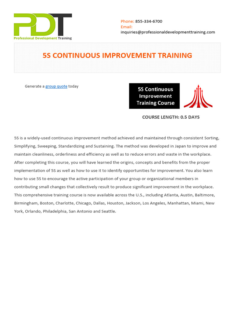 5S Continuous Improvement Training: Group Quote | PDF | Procedural ...