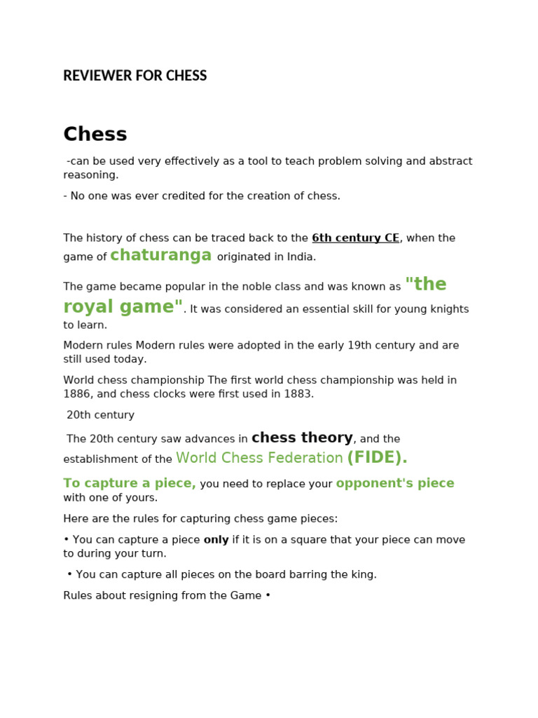 REVIEWER-IN-CHESS | PDF | Chess | Abstract Strategy Games