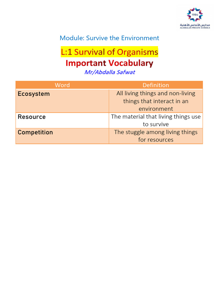 Survival of Organisms | PDF