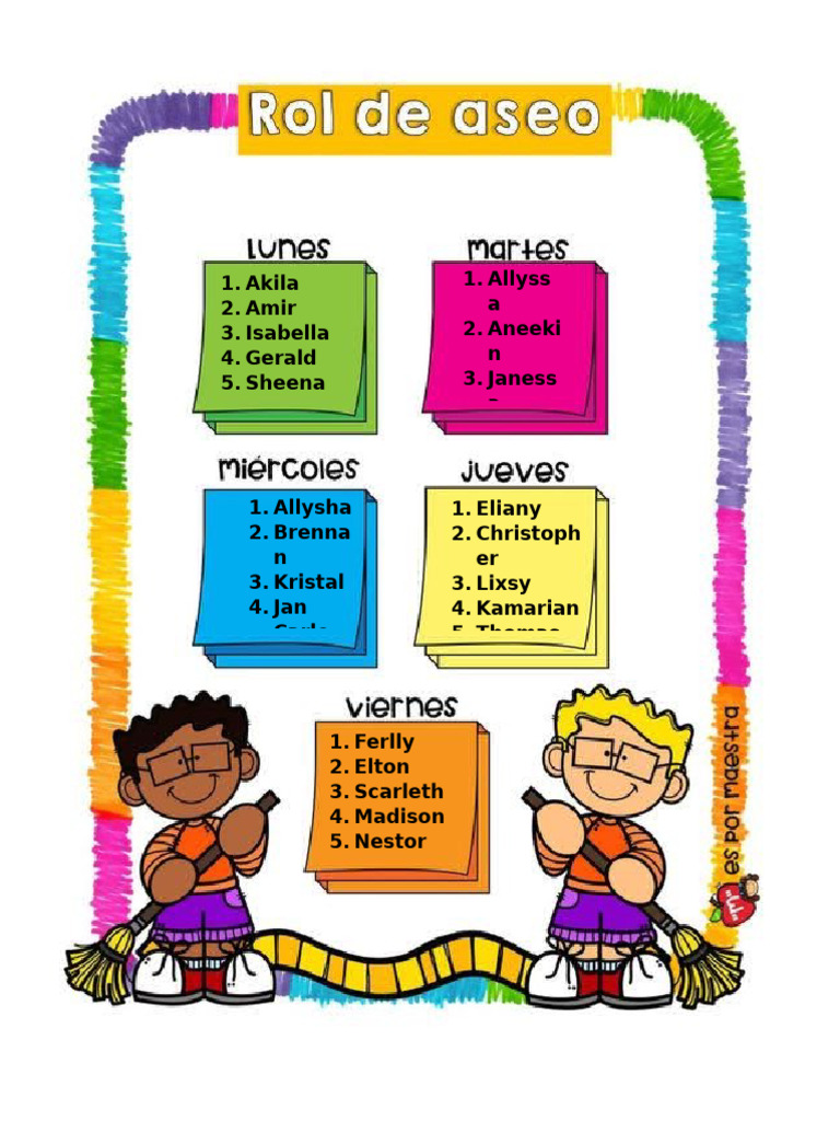 control de aseo 2024 | PDF