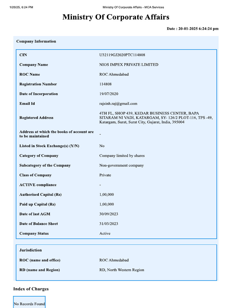 Master Data-nios Impex Pvt Ltd | PDF
