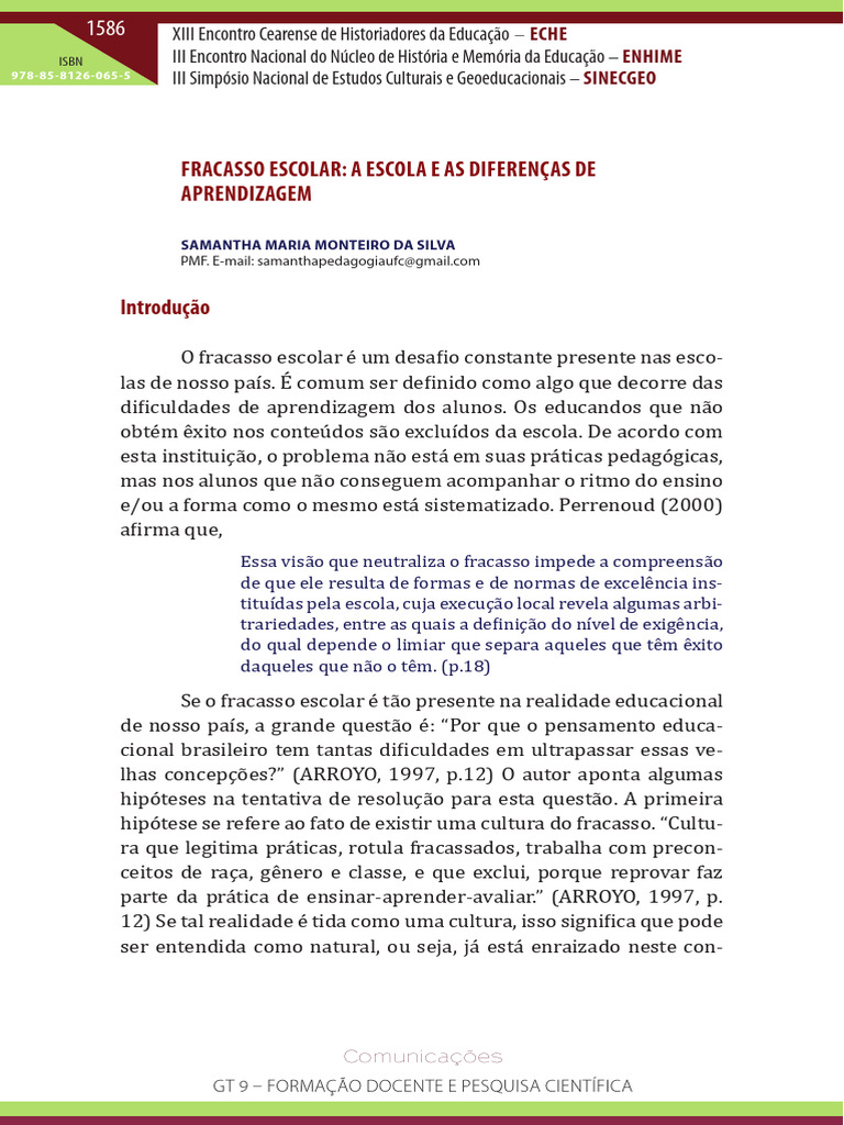 Fracasso Escolar e Os Desafios Da Aprendizagem | PDF | Aprendizado ...