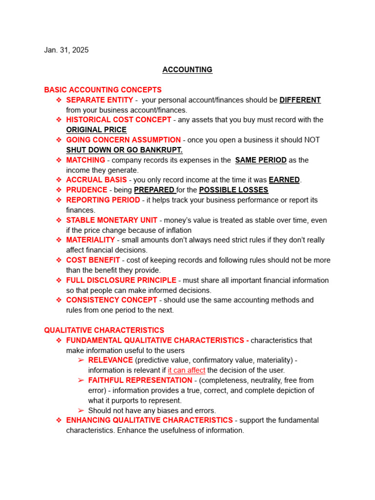 Basic Accounting Concepts Guide | PDF