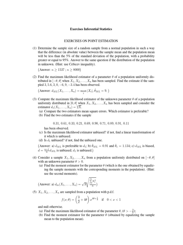 Exercises With Some Solutions | PDF | Estimator | Confidence Interval