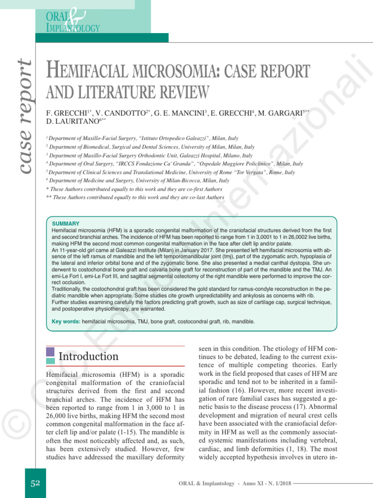 Hemifacial Microsomia: Case Report and Literature Review | PDF | Oral ...