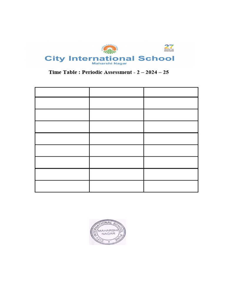 Grade 3 - Time Table - PA2 - 2024-25 | PDF