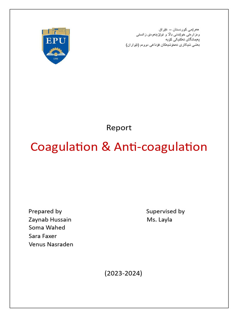 Coagulation Report | PDF | Coagulation | Platelet
