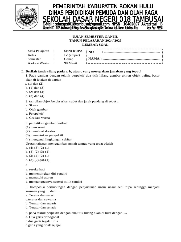 Soal Ujian Seni Rupa Sajiyem | PDF