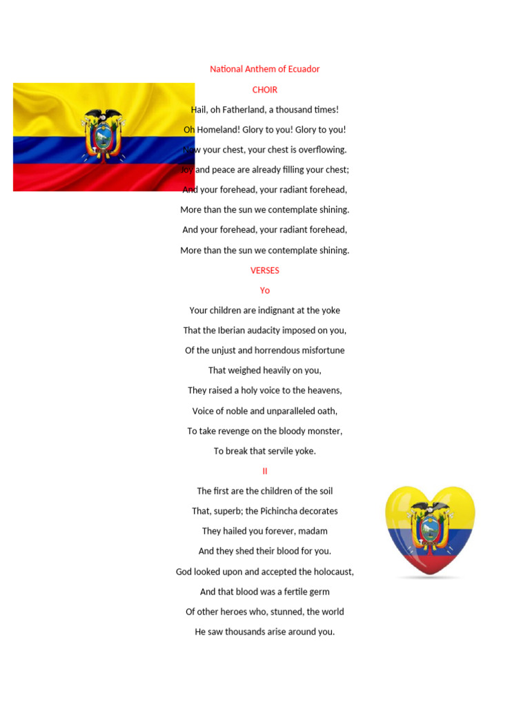 Ecuador National Anthem Lyrics | PDF