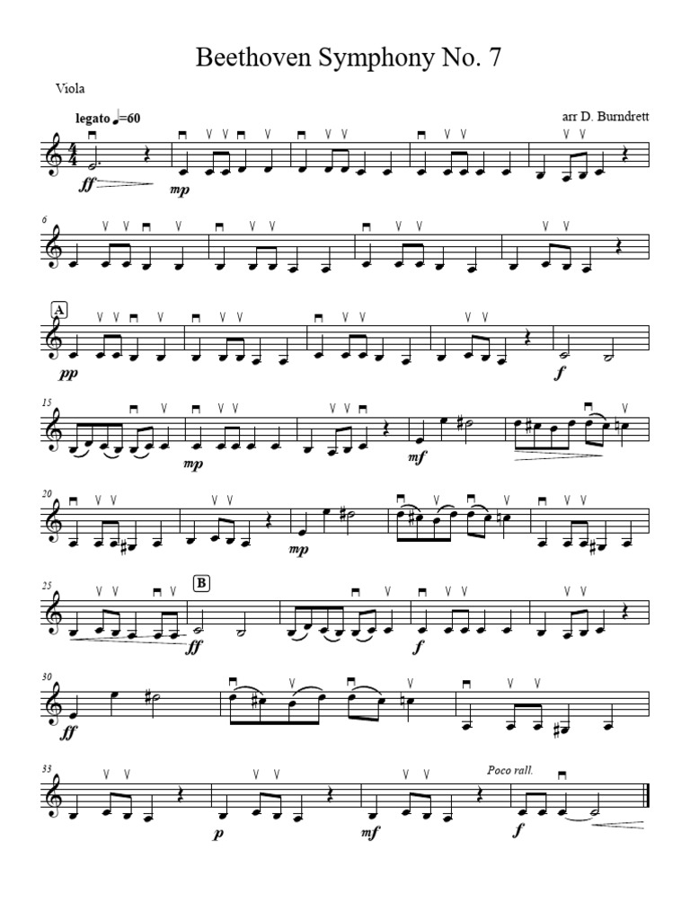 Beethoven Symphony No. 7 Viola Arrangement | PDF | Musical Compositions ...