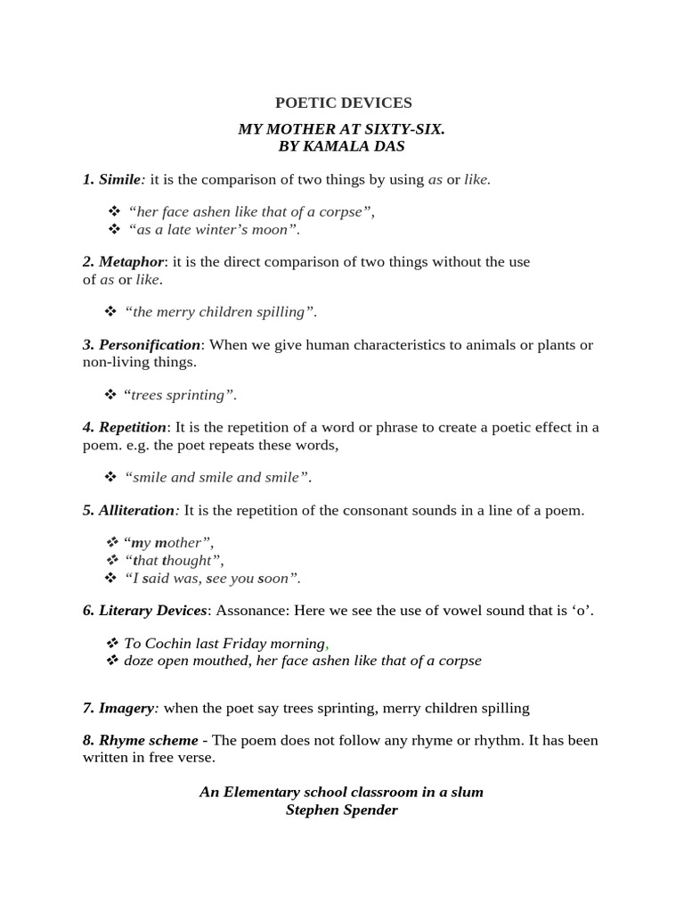 Poetic Devices in Class 12 Literature | PDF | Poetry | Rhyme