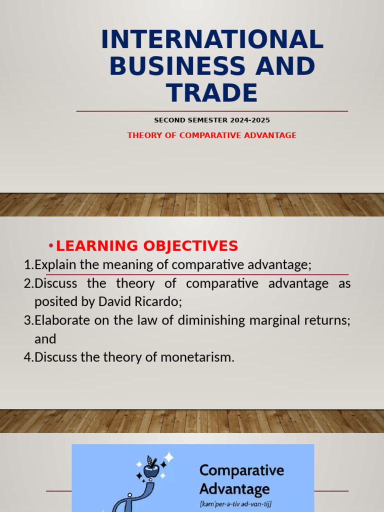 IBT Theory of Comparative Advantage | PDF | Comparative Advantage | Opportunity Cost