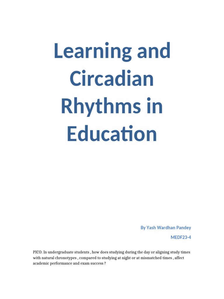 Literature Review Circadian Rhythms | PDF | Learning | Behavioural Sciences