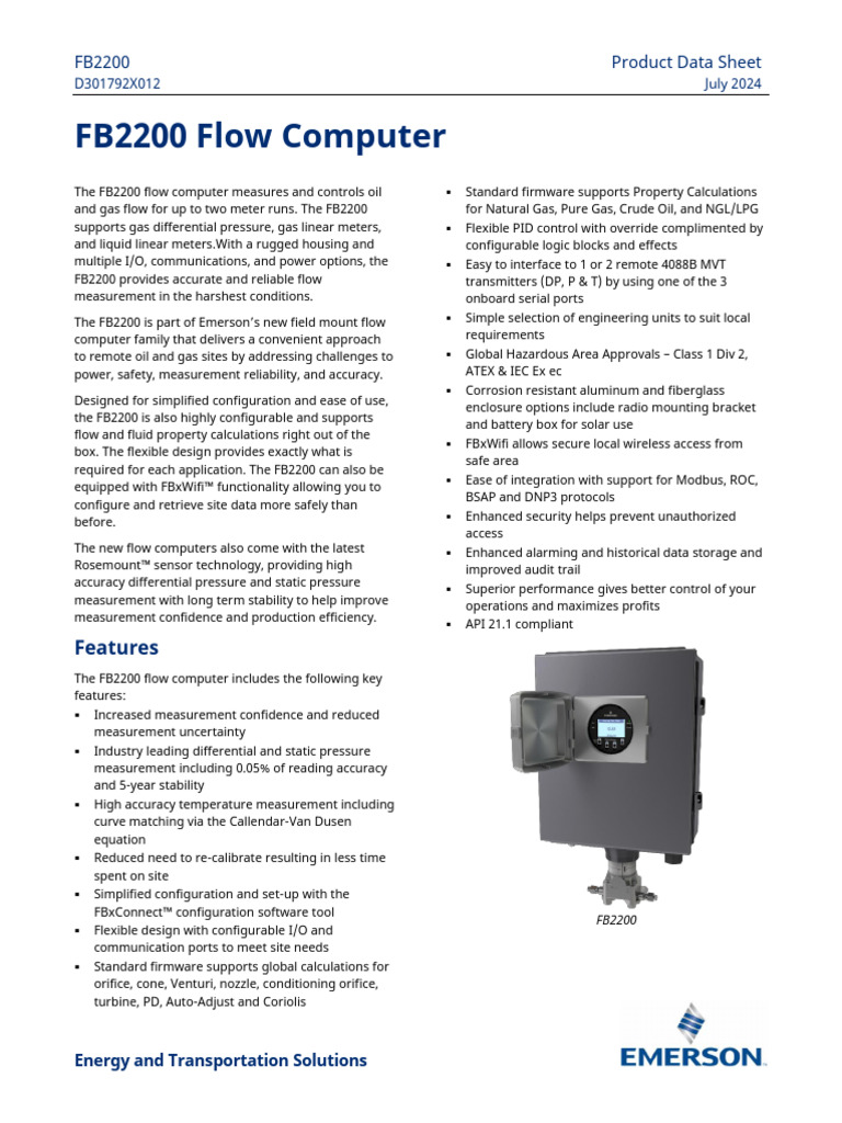 fb2200 Flow Computer en 454546 | PDF | Flow Measurement | Input/Output