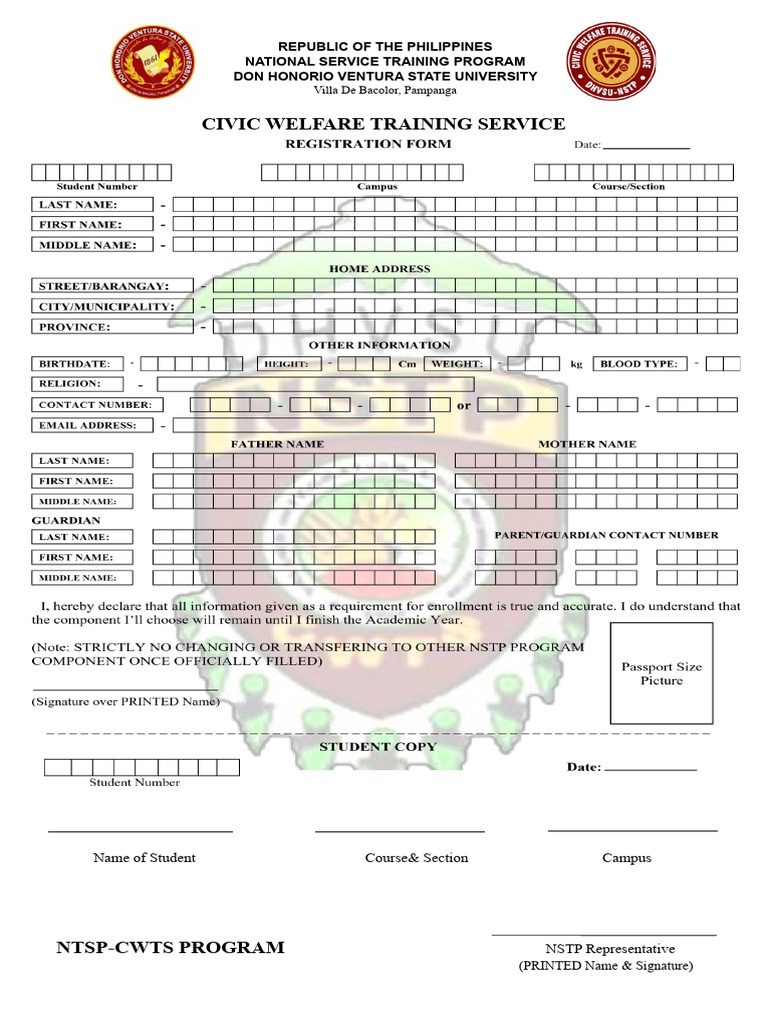 NSTP-CWTS Registration Form | PDF