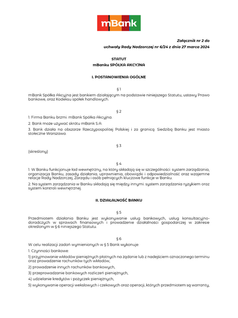 Statut Mbank | PDF