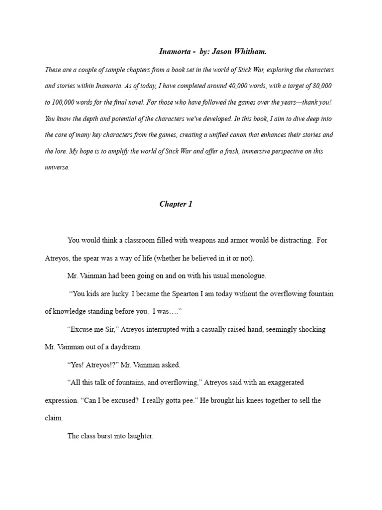 Inamorta Book 1 - First Two Chapters. | PDF